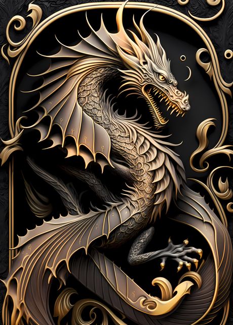 'Mighty Golden Dragon' Poster by Luong Phat | Displate