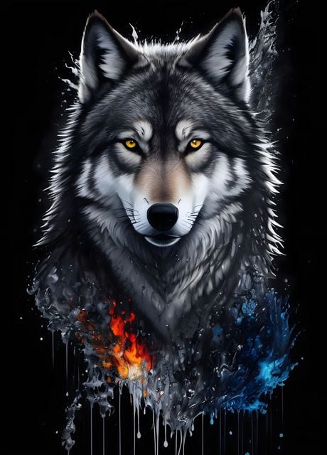 'Grey Wolf Portrait ' Poster by A J RILEY | Displate