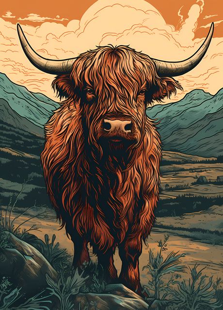 'Scottish Highland Cow' Poster by LaLou | Displate