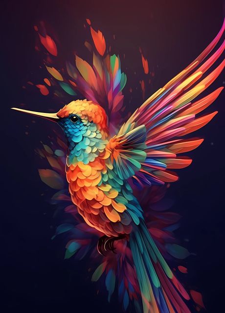 'Hummingbird Colorful' Poster by DecoyDesign | Displate