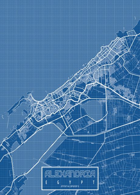 'Alexandria Map Blueprint' Poster by deMAP Studio | Displate