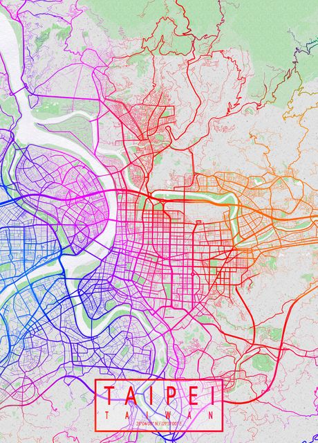 'Taipei City Map Colorful' Poster by deMAP Studio | Displate