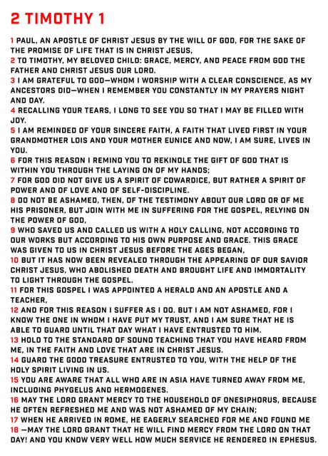 '2 Timothy 1 White' Poster by Cryptic Fawn | Displate