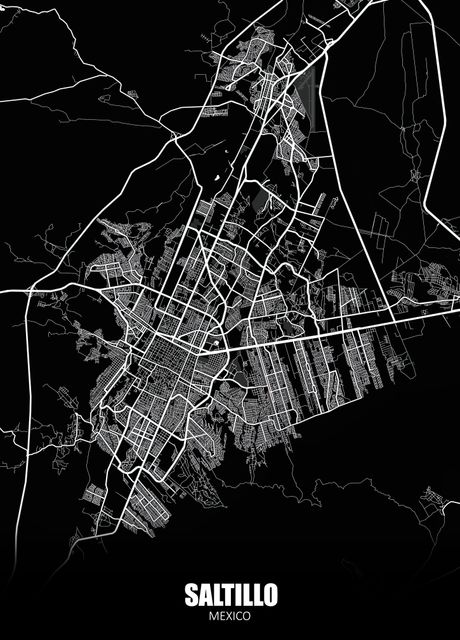 'Saltillo Mexico Map' Poster by Zake Yonkou | Displate