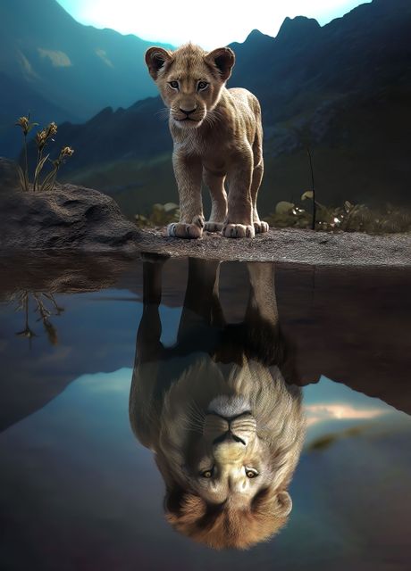 'The Lion Cub Reflection' Poster by Zenja Gammer | Displate