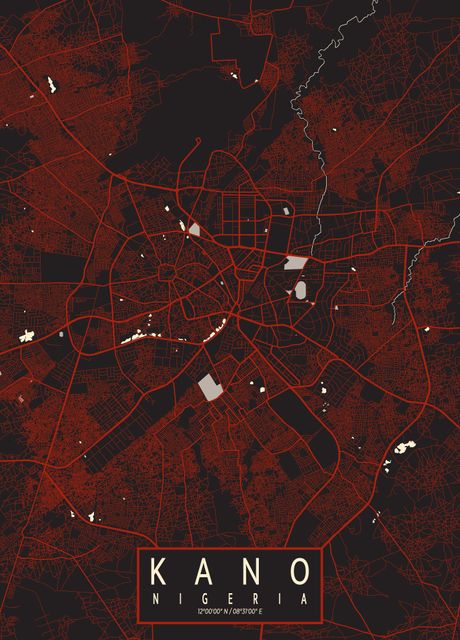 'Kano City Map Vector' Poster by deMAP Studio | Displate
