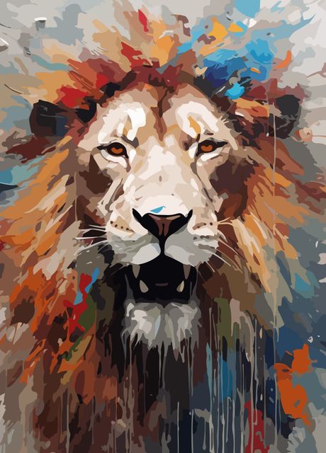 'Lion Abstract Art Painting' Poster by Art Jiyuu | Displate