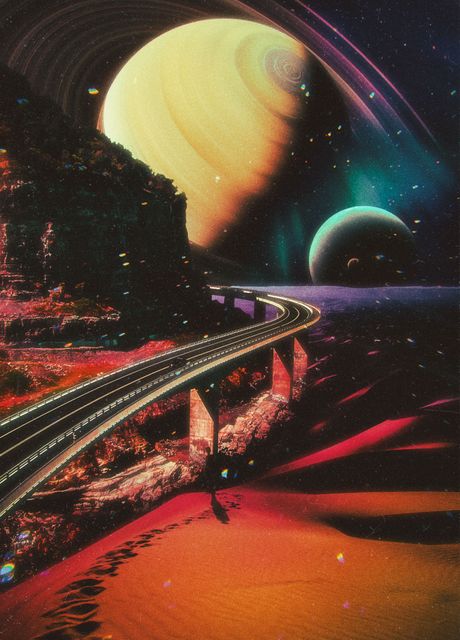 'Space Desert Landscape ' Poster by Vertex | Displate