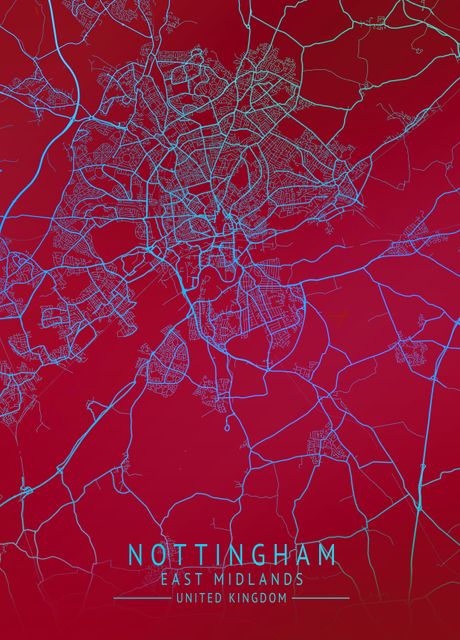 'Nottingham UK City Map' Poster by Gigi Bgm | Displate