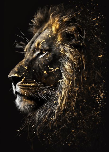 'Black and Gold Lions' Poster, picture, metal print, paint by XmeShop ...
