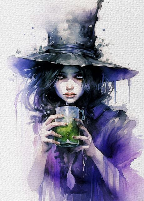 'Witch poster watercolor ' Poster by LouteCrea | Displate
