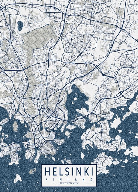 'Helsinki City Map Coastal' Poster by deMAP Studio | Displate