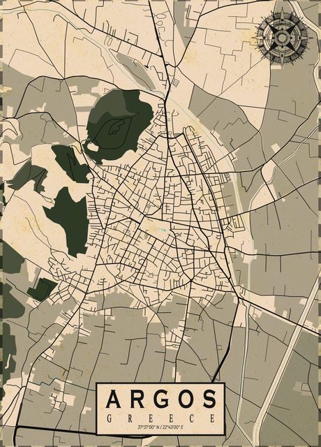 'Argos City Map Vintage' Poster by deMAP Studio | Displate