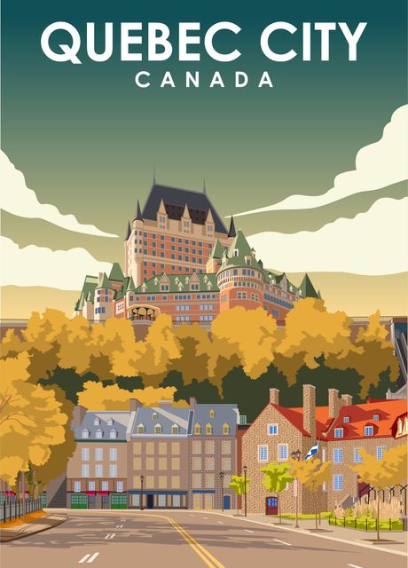 'Quebec City Travel Poster' Poster by Jorn | Displate