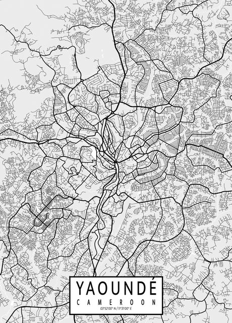 'Yaounde City Map Light' Poster by deMAP Studio | Displate