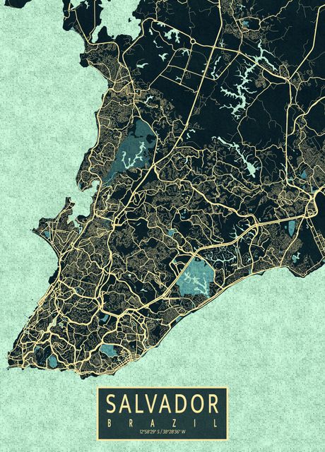 'Salvador City Map Summer' Poster by deMAP Studio | Displate