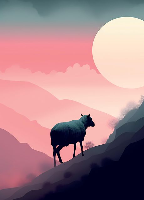 'Minimalist Buffalo Moon' Poster by Mark Vincent Verallo | Displate