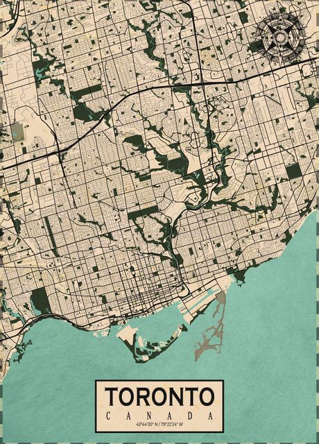 'Toronto City Map Vintage' Poster by deMAP Studio | Displate