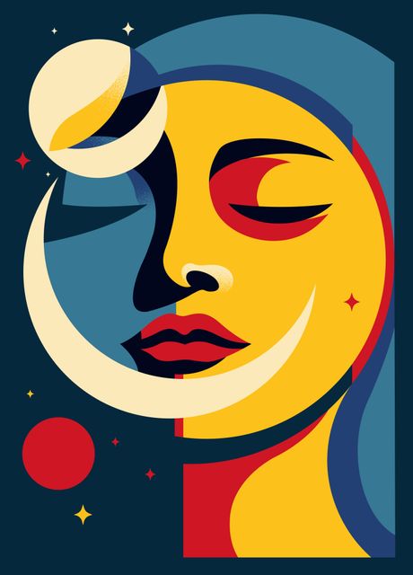 'Dadaism illustration moon' Poster by Nhan Hoang | Displate