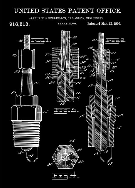 '1909 Spark Plug Patent' Poster by Sam Kal | Displate