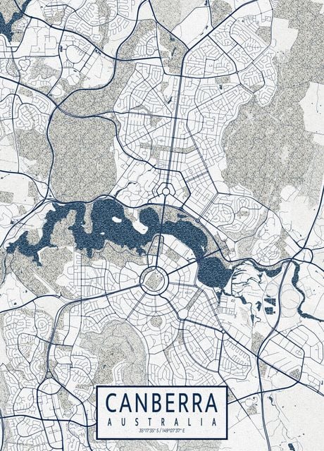 'Canberra City Map Coastal' Poster by deMAP Studio | Displate