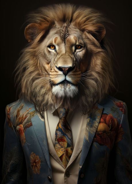 'Lion in Boho Suit' Poster by Frank Hirschle | Displate