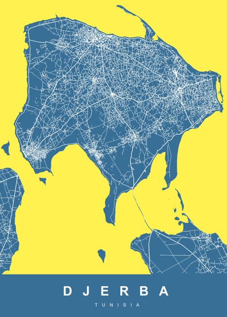 'MAP DJERBA TUNISIA' Poster by UrbanMaps | Displate