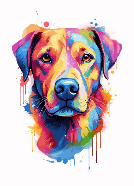 'Rainbow Dog' Poster by Wall Art Physical | Displate