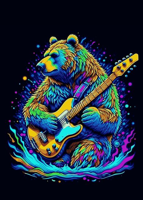 'GRIZZLY ELECTRIC GUITAR' Poster by Atomic Chinook | Displate