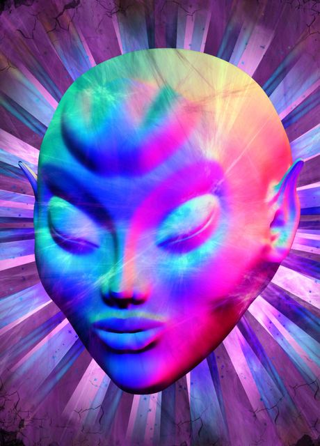 'Alien Psychedelic Meditati' Poster by Bluedarkat Lem | Displate