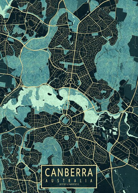 'Canberra City Map Summer' Poster by deMAP Studio | Displate
