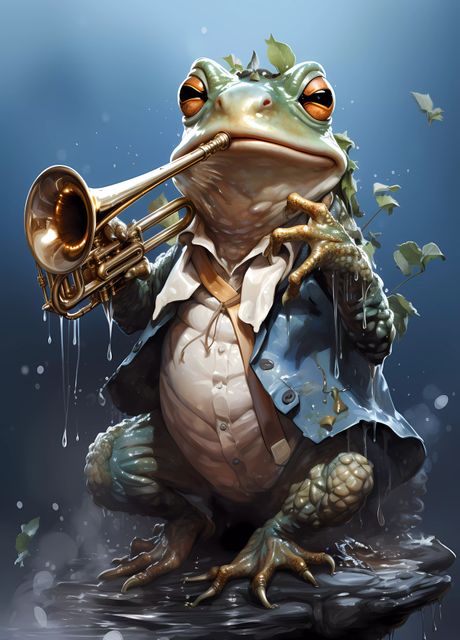'Frog Playing Trumpet' Poster by Hexor | Displate
