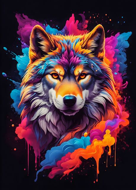 'Wolf Colorful' Poster by Dream Reality | Displate
