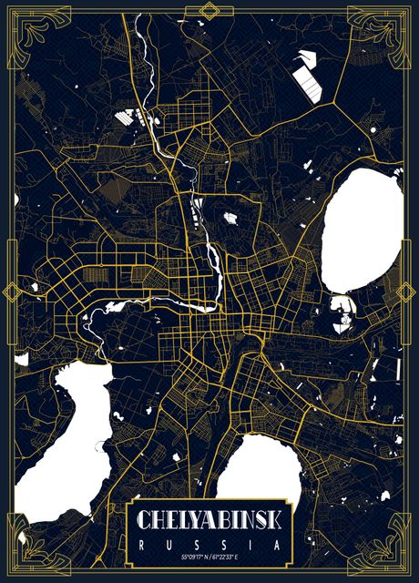 'Chelyabinsk Map Gold' Poster by deMAP Studio | Displate