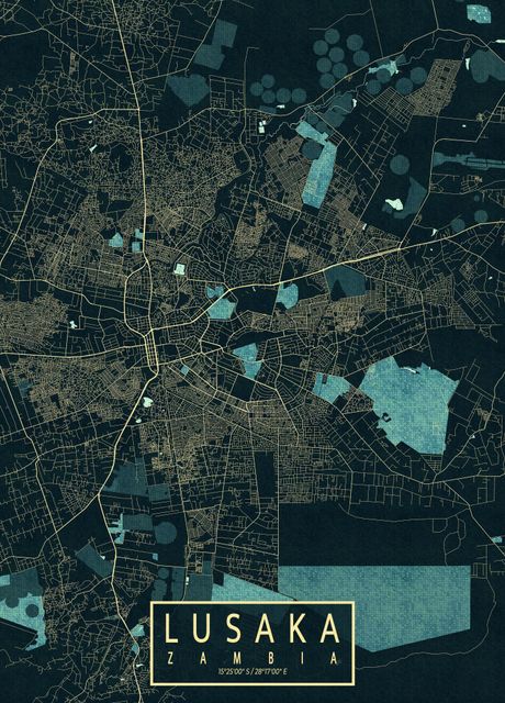 'Lusaka City Map Summer' Poster by deMAP Studio | Displate