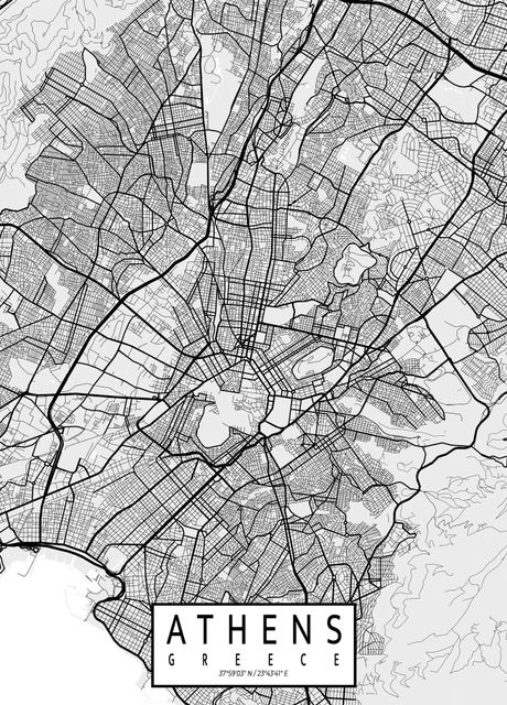 'Athens City Map Light' Poster by deMAP Studio | Displate