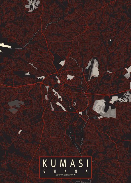 'Kumasi City Map Vector' Poster by deMAP Studio | Displate