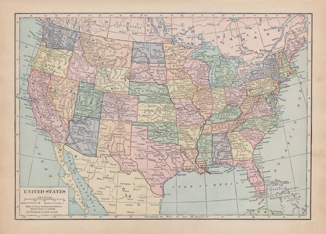 'Vintage Map of The United States' Poster by Catherine Holcombe | Displate