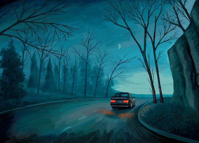 'Night Ride' Poster by Remus Brailoiu | Displate
