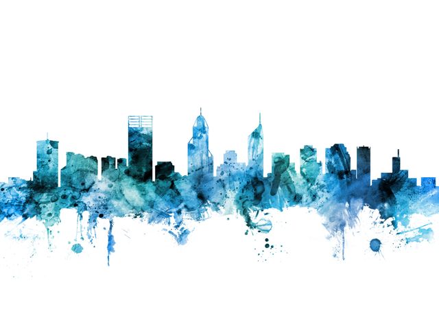 'Perth Australia Skyline' Poster by Michael Tompsett | Displate