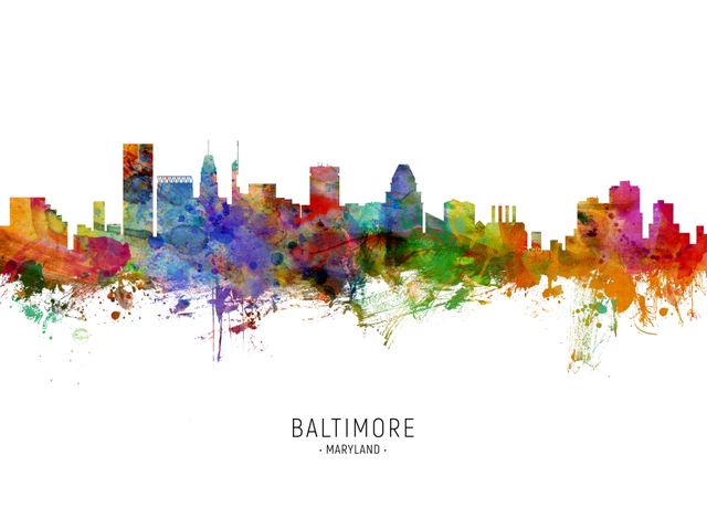 'Baltimore Maryland Skyline' Poster by Michael Tompsett | Displate