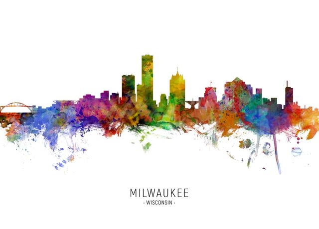 'Milwaukee Skyline' Poster by Michael Tompsett | Displate