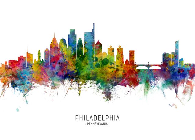 'Philadelphia Skyline' Poster by Michael Tompsett | Displate