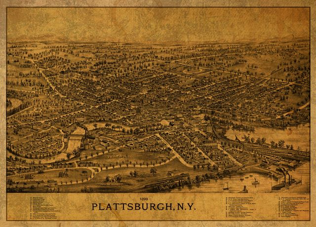 'Plattsburgh NY Map 1899' Poster by Design Turnpike | Displate