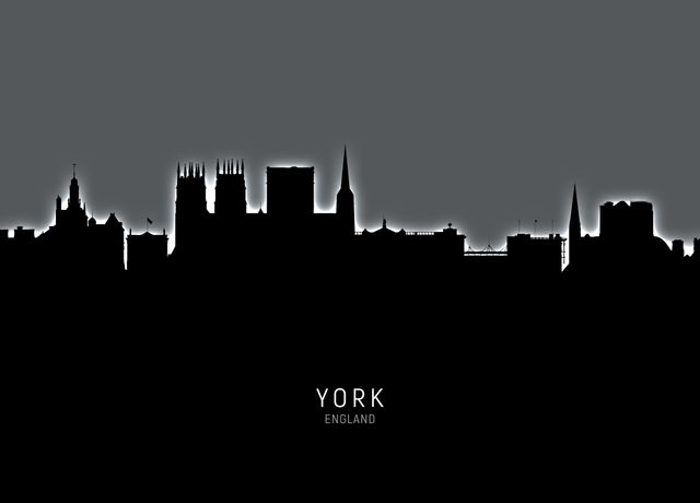 'York England Skyline' Poster, picture, metal print, paint by Michael ...