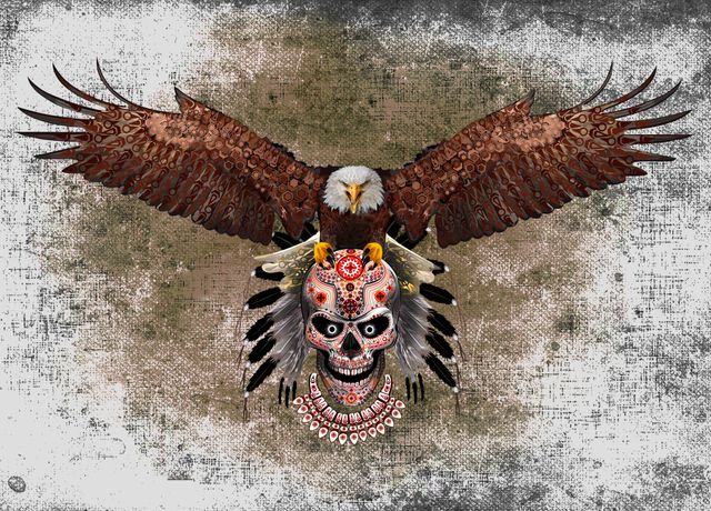 'Flying Eagle and Skull' Poster by Lugu Poerawidjaja | Displate