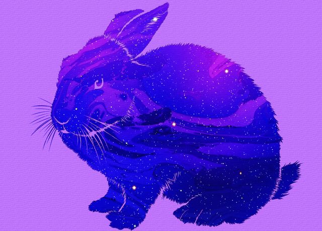 'rabbit abstract purple sky' Poster by Aurora art work | Displate
