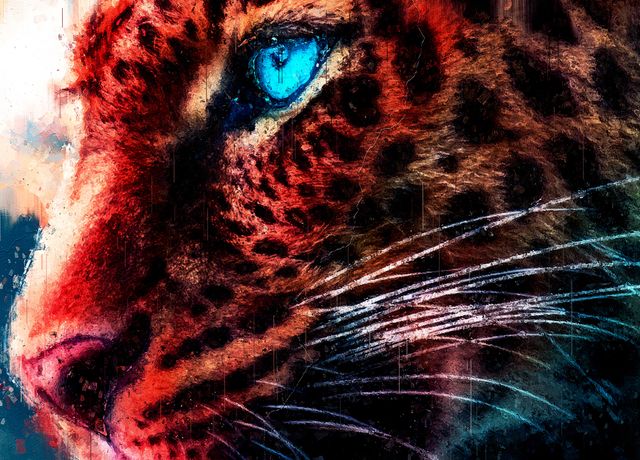 'Cheetah Blue Magic Eye' Poster by Syarifkuroakai Art | Displate