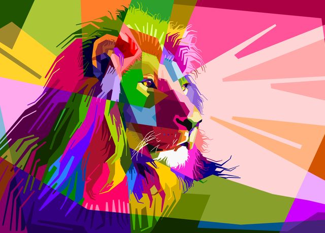 'colorful lion abstract' Poster by Queensy Collin | Displate