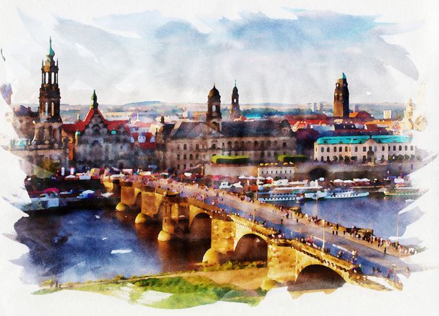 'Dresden Germany Watercolor' Poster by OliArt | Displate